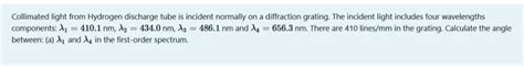 Solved A Collimated Light From Hydrogen Discharge Tube Is