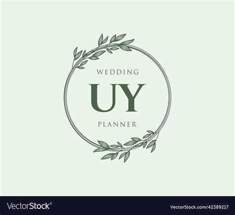 Uy Initials Letter Wedding Monogram Logos Vector Image