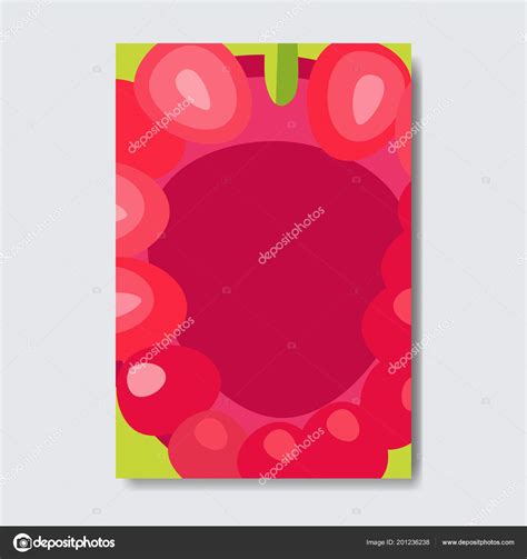 Cut Raspberry Template Card Slice Fresh Fruit Poster On White