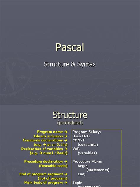 Pascal Structure Syntax Pdf Subroutine Computer Science