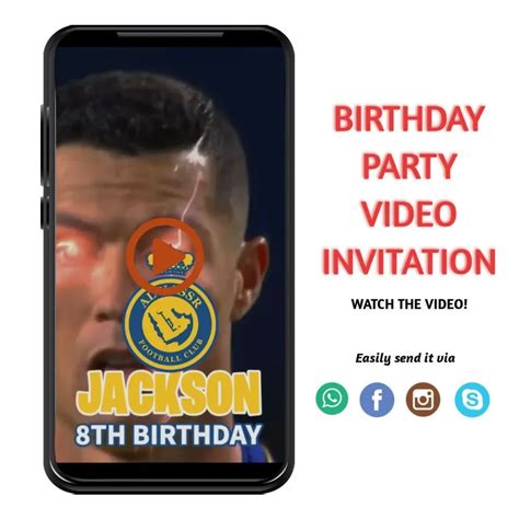 Al Nassr Cristiano Ronaldo Birthday Video Invitation Digital Temp
