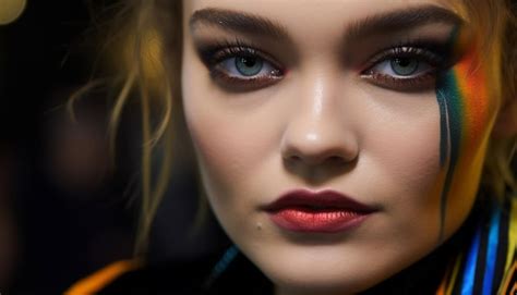 Premium Ai Image One Beautiful Young Woman Close Up Portrait Looking