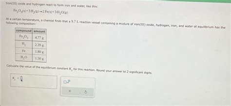 Solved Iron III Oxide And Hydrogen React To Form Iron And Chegg