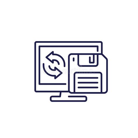 Backup Icon With A Floppy Disk Line Vector Stock Vector Illustration