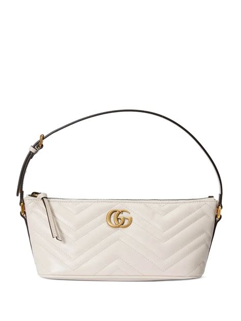 Gucci Gg Marmont Leather Shoulder Bag In Weiss Modesens