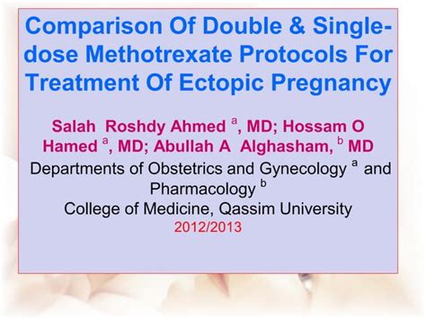 Methotrexate In Ectopic Pregnancy Prof Salah Roshdy Pdf