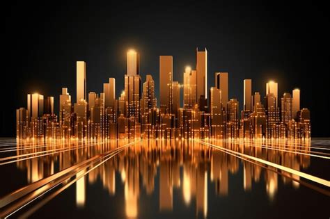 Glowing Circuit Board Cityscape Background Premium Ai Generated Image
