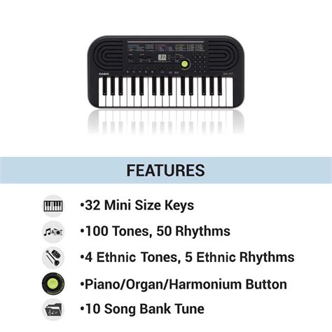 Casio Sa 47 Portable Musical Keyboard Piano Black And Grey With Adapter Guitar Paradise