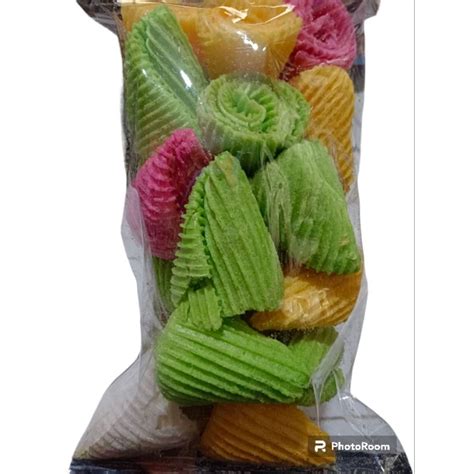 Jual Camilan Opak Gambir Kerucut Warna Warni Manis Gurih Renyah Enak