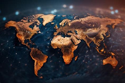 Premium Ai Image Global Network Connection World Map Abstract Technology Background