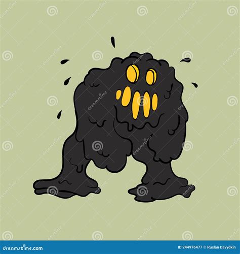 Mud Black Monster Vintage Toons Funny Character Vector Illustration