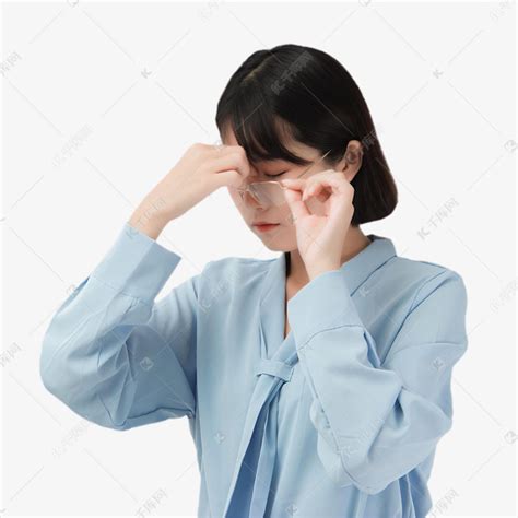 工作女孩眼疲劳素材图片免费下载 千库网