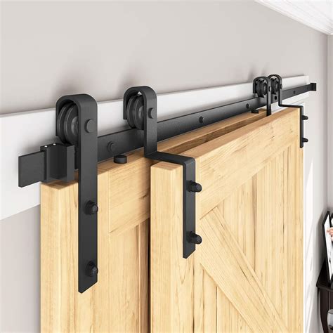 Buy SMARTSMITH 5FT Single Track Bypass Barn Door Hardware Kit Upgraded