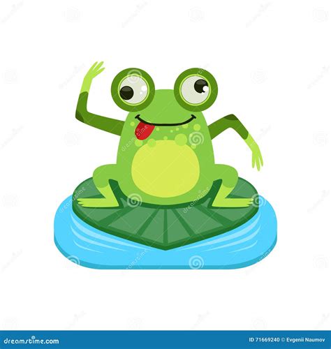 Het Gekke Karakter Van De Beeldverhaalkikker Vector Illustratie