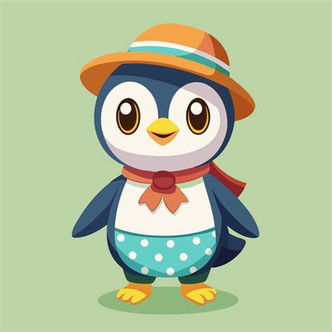 Un Dessin Animé Dun Pingouin Portant Un Chapeau Et Un Chopeau