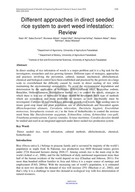 (PDF) Different approaches in direct seeded rice system to avert weed ...