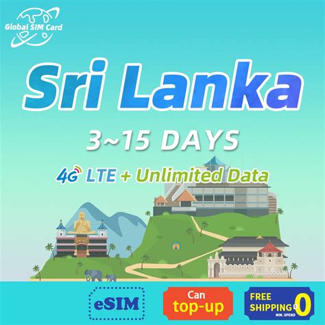 Sri Lanka Sim Card 3 15 Days 4g High Speed Unlimited Data Prepaid Sim