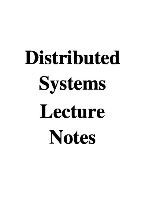 Lecture Notes Distributed System Pdfcoffeecom