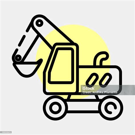 아이콘 바퀴 굴삭기 중장비 요소 색상 별색 스타일의 아이콘입니다 인쇄물 포스터 로고 인포그래픽 등에 적합합니다 건설 산업에 대한 스톡 벡터 아트 및 기타 이미지 Istock