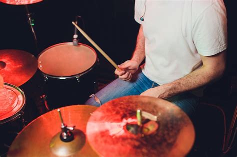 Premium Photo Musician Plays Drums In A Rock Band