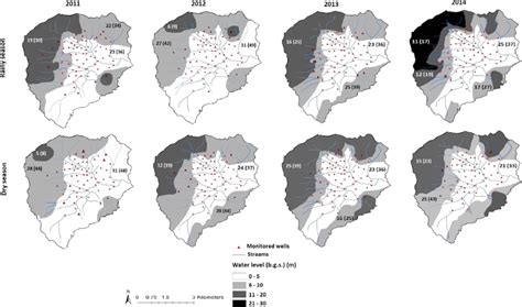 Spatial Pattern Of Groundwater Level Below Ground Surface Across Download Scientific Diagram