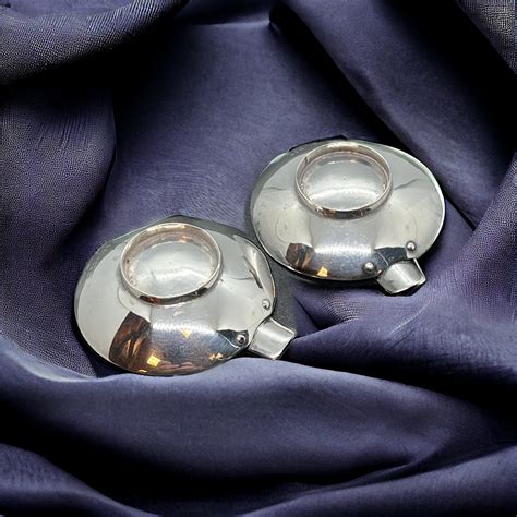 Shetland Silver Hallmarked Ashtrays Pair Rustic Retro