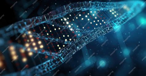 Premium Ai Image A Dna Strand Morphing Into Binary Code Representing