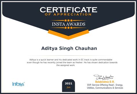 Infosys Certificateofappreciation Aditya Singh Chauhan 10 Comments
