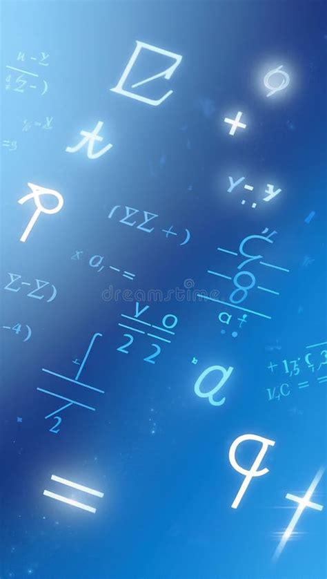 Mathematical Equations And Formulas On Blue Background With Glowing Symbols Scientific