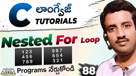 88 👉 Nested For Loop In C Lang Telugu 2 Programs Patterns C