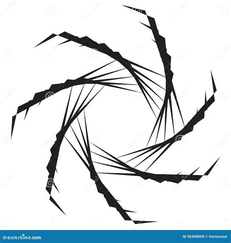 Geometric Spiral Shape Motif With Circular Elements Stock Illustration