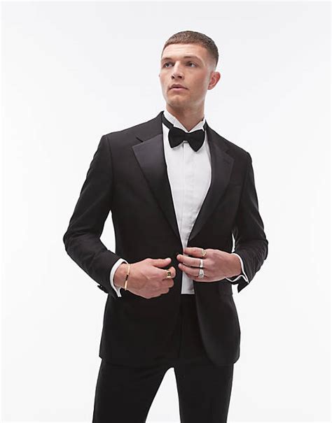 Topman Skinny Tux Suit Jacket In Black Asos