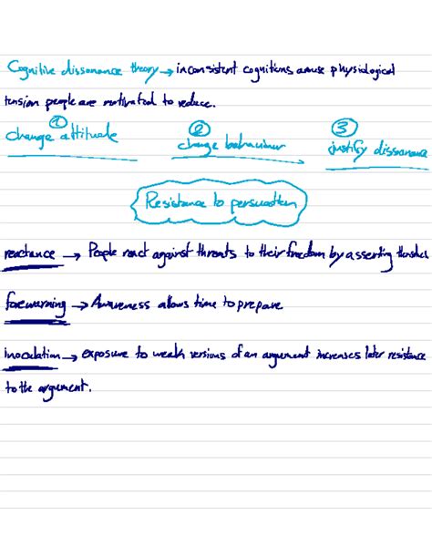 Social Psychology Summary Cognitive Dissonance Theory Inconsistent