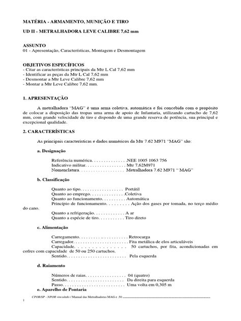 Manual Mtr Mag E 50 Pdf Metralhadora Armas De Fogo
