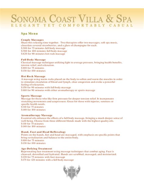Spa Menu Templates 3 Free Templates In Pdf Word Excel Download