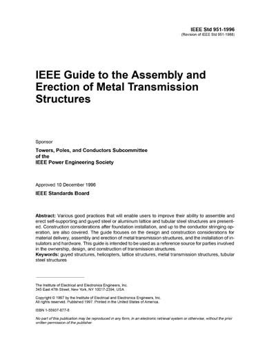 951 1996 IEEE Guide To The Assembly And Erection Of Metal Transmission Structures