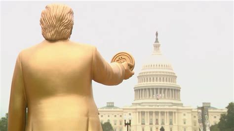Giant Trump Statue Holding Bitcoin Displayed Outside Us Capitol To Mark