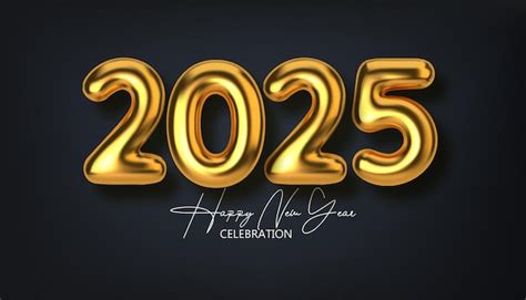 새해 축하 3d 2025 축제 리얼리즘 장식과 황금 숫자 축하 2025 파티 프리미엄 벡터