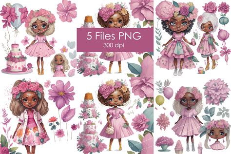 Pink Barbi Girl With Sweet Flower Crown Illustration Par Grayscale