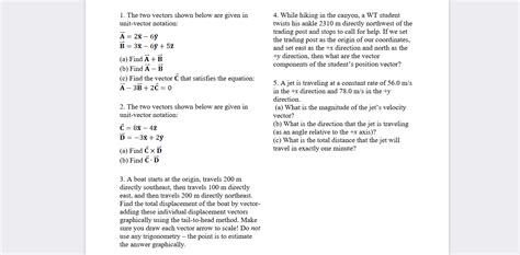 Solved The Two Vectors Shown Below Unit Vector Notation Chegg