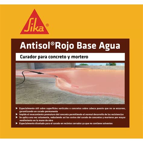 Sika Antisol Curador Concreto Y Mortero Base Agua Rojo 16 Kg