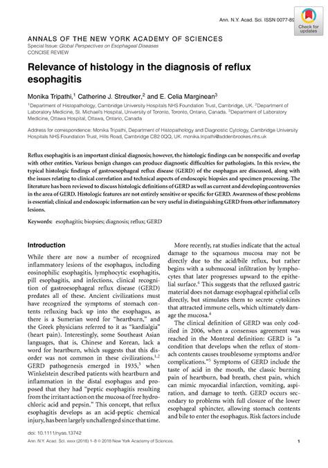 Histologia En El Reflujo Esofagico Ann N Acad Sci Issn 0077 A N N A L S O F T H E N E W Y