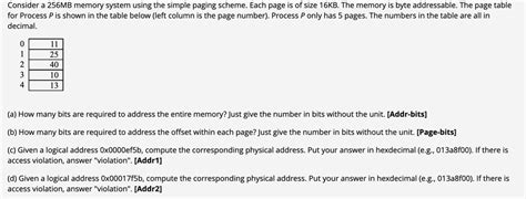 Consider A Mb Memory System Using The Simple Paging Scheme Each