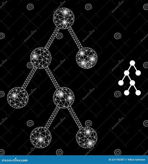 polygonal 2d mesh hierarchy structure with glare spots stock vector