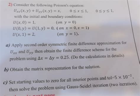 Solved 2 Consider The Following Poisson S Equation Chegg