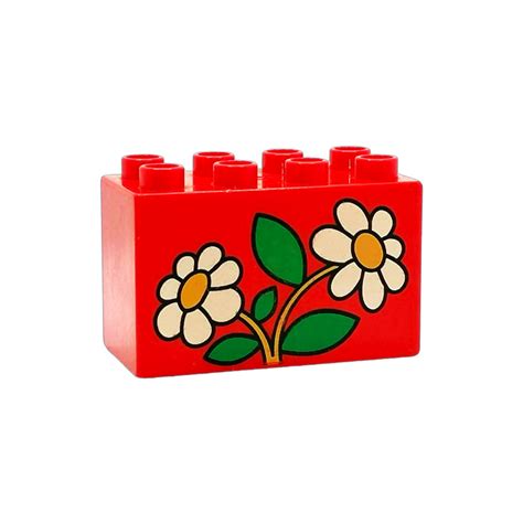 Duplo Red Brick 2 X 4 X 2 With Flowers 31111 Brick Owl Lego