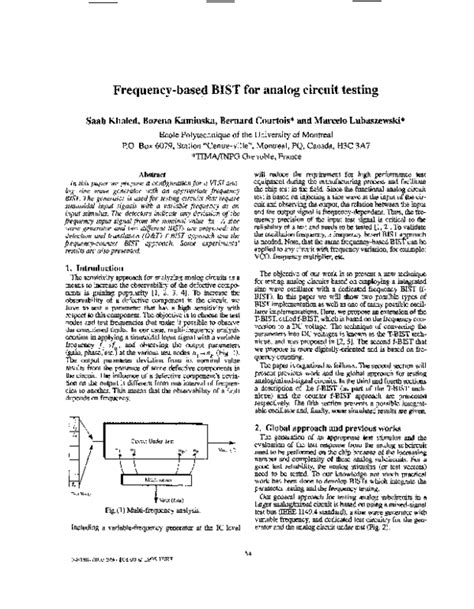 Pdf Frequency Based Bist For Analog Circuit Testing