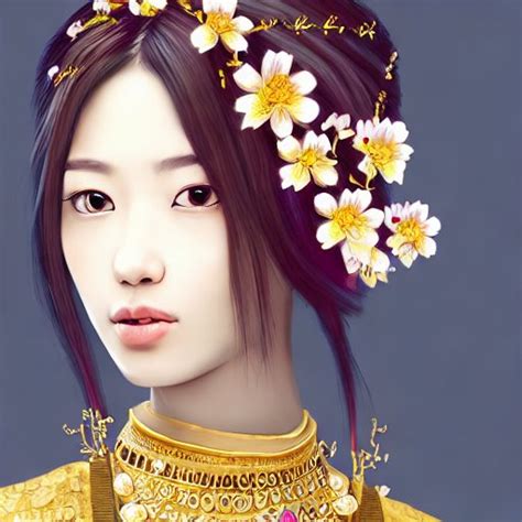 Stabilityai Stable Diffusion Beautiful Asiatic Woman With Gold