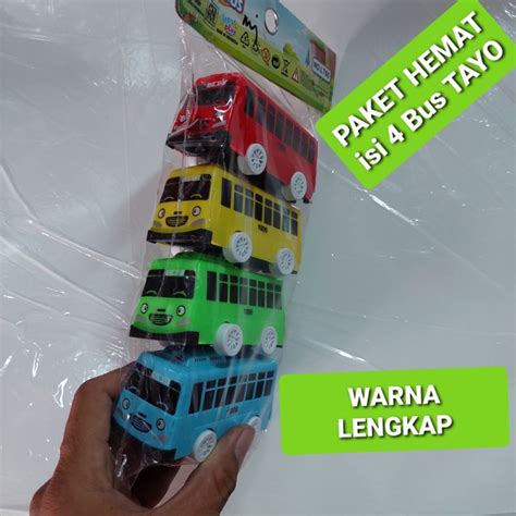 Jual Mainan Mobil Bus Bis Tayo Kecil Isi 4 Go Go TOYA BUS 4 S