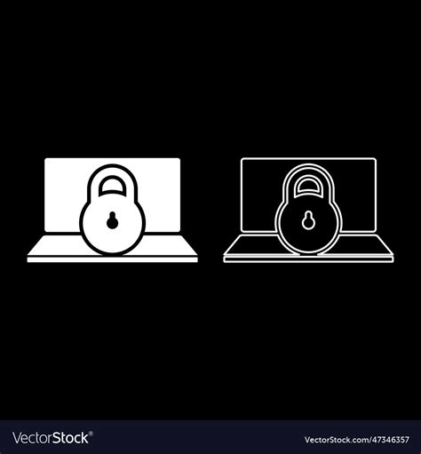 Laptop Lock Personal Data Security Cyber Access Vector Image